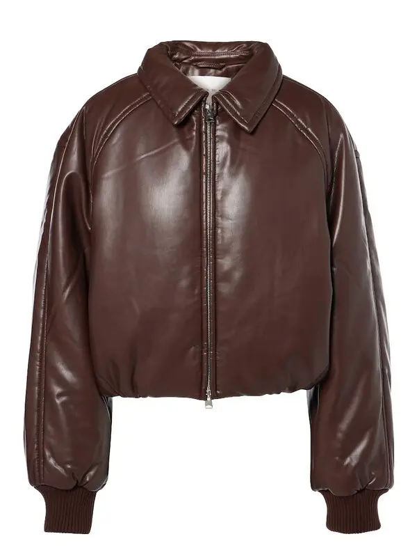 AGOLDE X Shoreditch Ski Club Tate Faux Leather Bomber Jacket - Brown