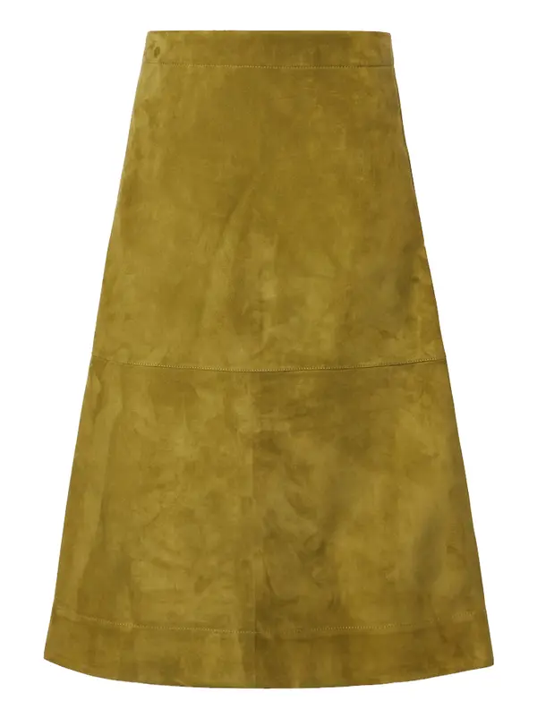 Bottega Veneta Lamb Leather Midi Skirt - Green