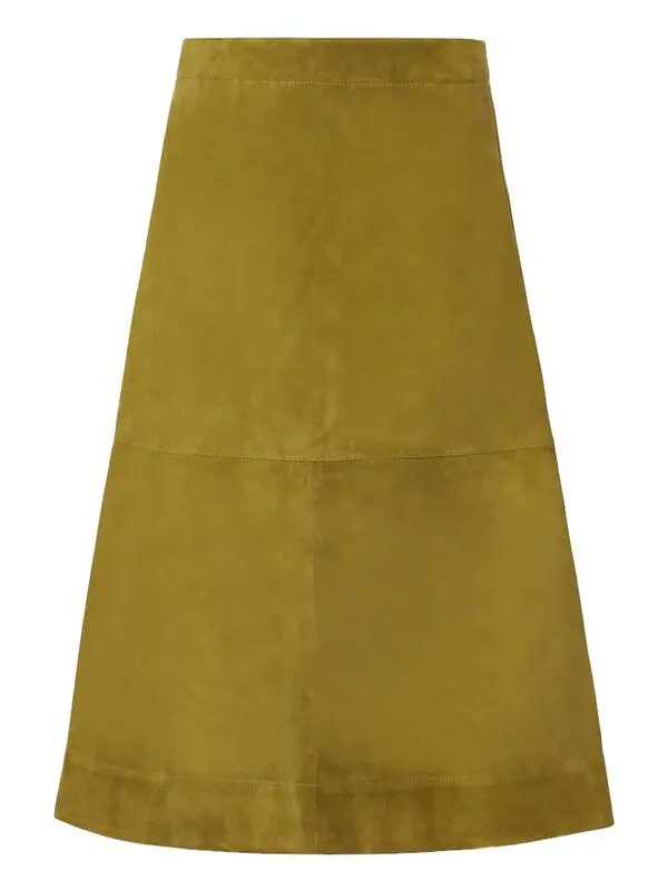 Bottega Veneta Lamb Leather Midi Skirt - Green
