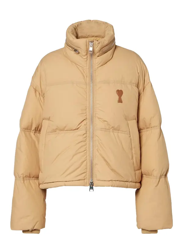 Ami De Cœur Technical Canvas Down Jacket - Beige