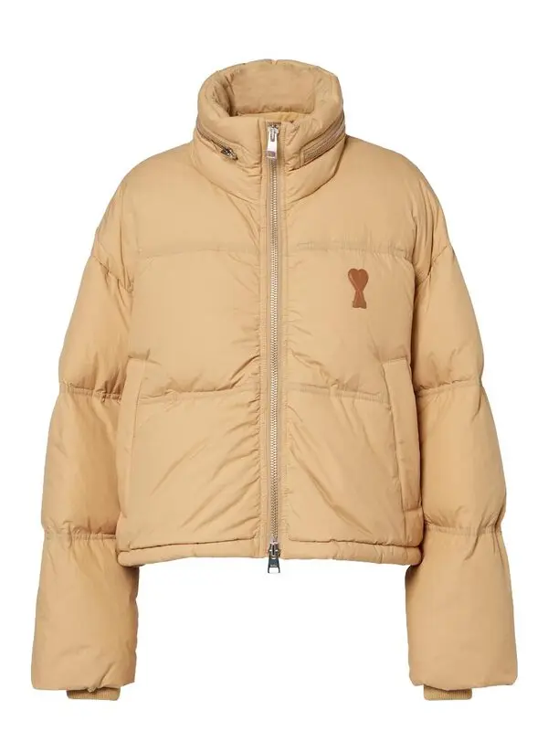 AMI Paris De Cœur Technical Canvas Down Jacket - Beige