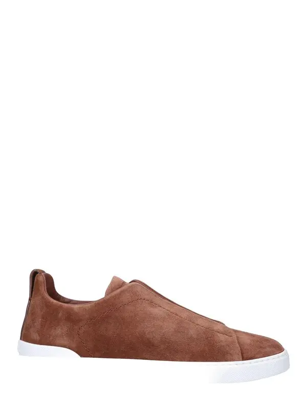 Zegna Triple Stitch Suede Sneakers - Beige