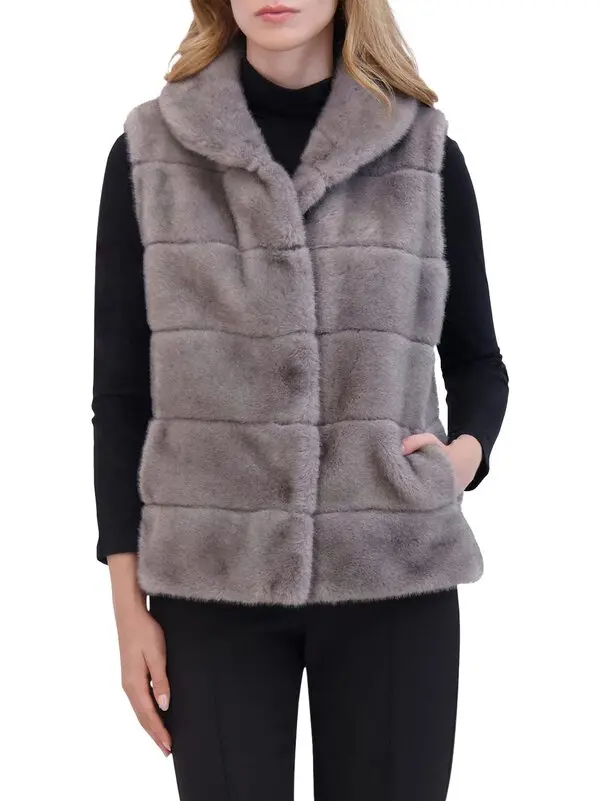 Theia Horizontal Faux Fur Vest - Gray
