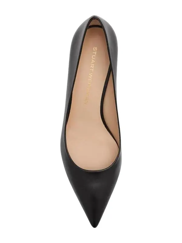 STUART WEITZMAN Leather Kitten-heel Pumps - Black