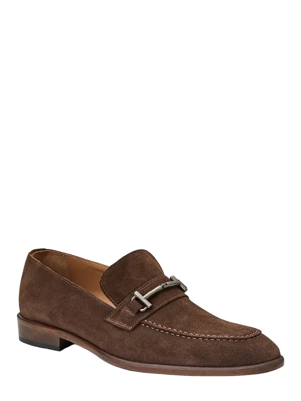 Bruno Magli Sante Leather Bit Loafers - Brown Suede