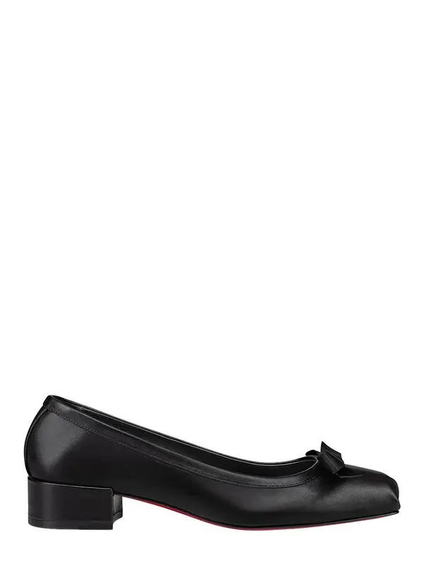 CHRISTIAN LOUBOUTIN Mamaflirt Leather Red Sole Ballerina Pumps - Black