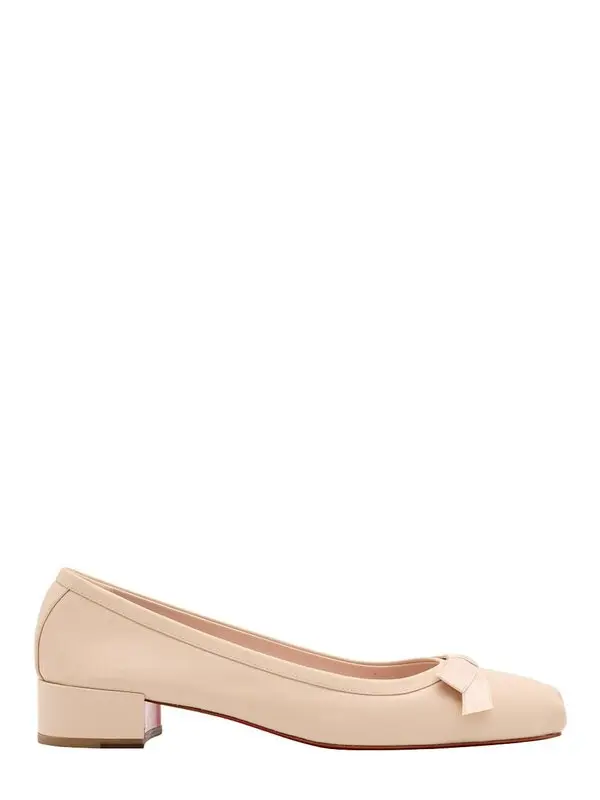CHRISTIAN LOUBOUTIN Mamaflirt Leather Red Sole Ballerina Pumps - Leche