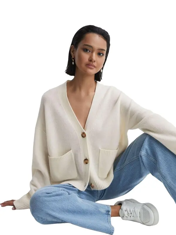 REISS Juni Wool-cashmere Cardigan - Ivory