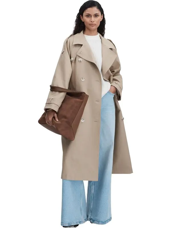 MEOTINE Cotton-canvas Double-breasted Trench Coat - Beige