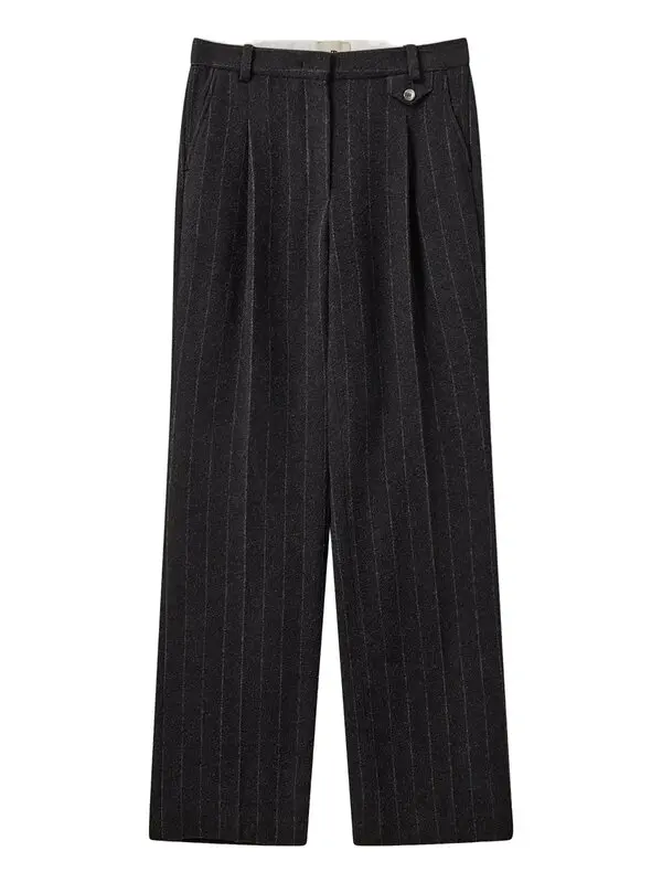 THE GARMENT Richard Pleated Trousers - Black Pinstripe