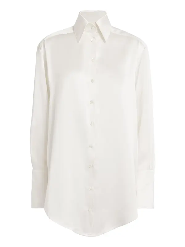 LAURA PITHARAS Silk Oversized Shirt - Ivory