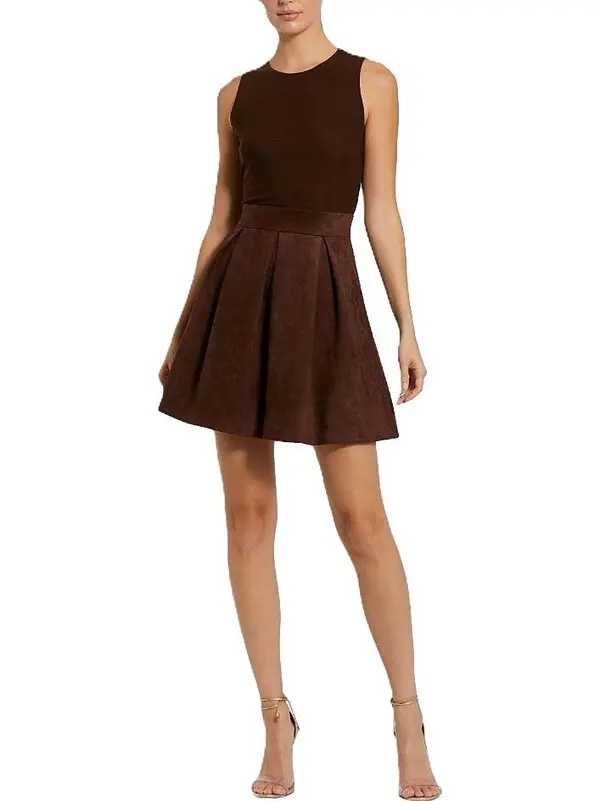 Mac Duggal Sleeveless A-line Mini Dress - Chocolate