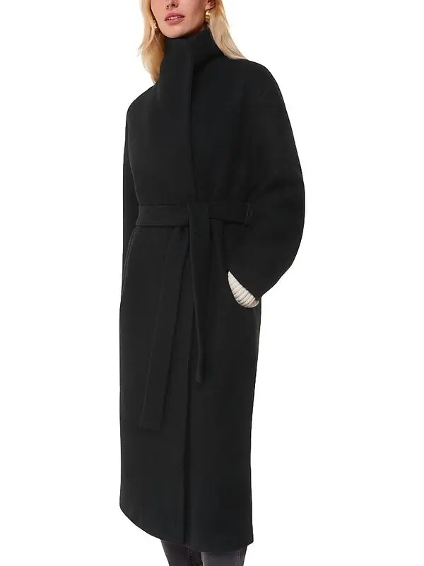 Whistles Morgan Funnel Neck Coat - Black