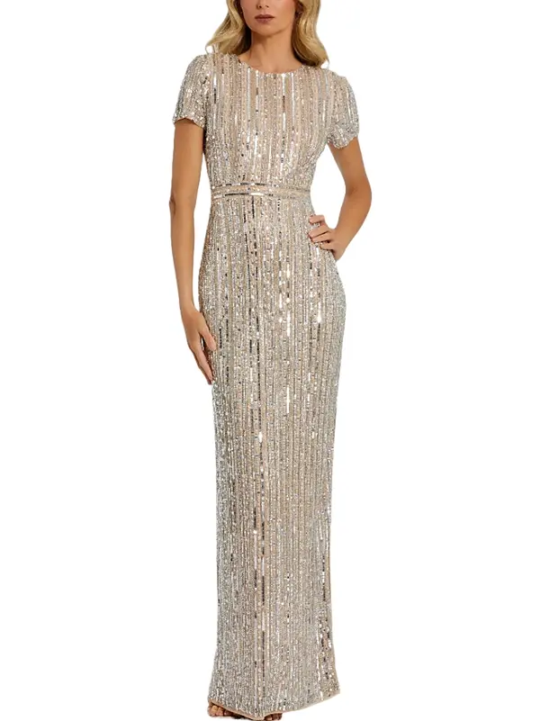 Mac Duggal High Neck Embellished Gown - Nude