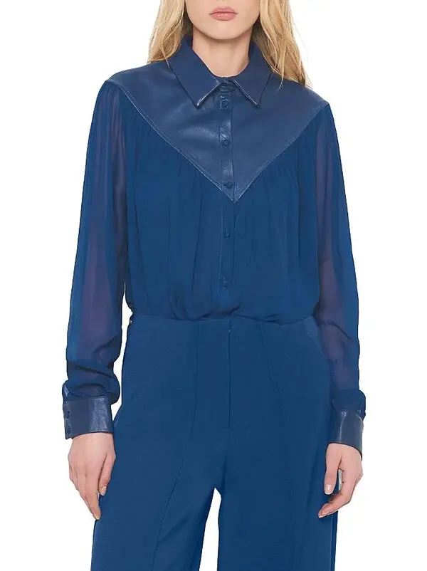 AS By DF Jenna Button-down Blouse - Navy Blue