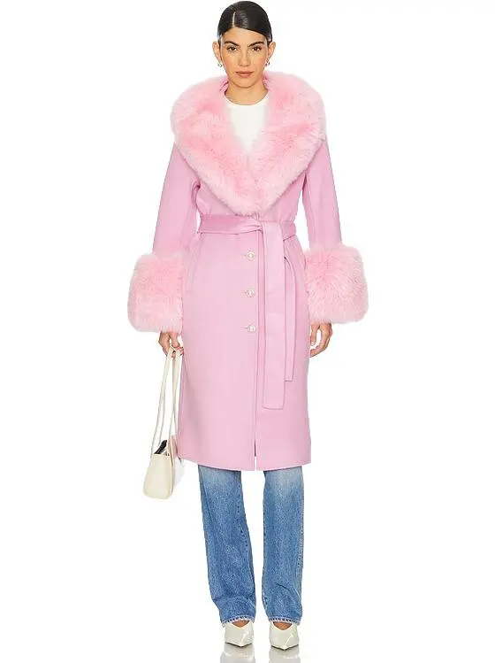 SUSANNA CHOW Jojo Cashmere Fur Coat - Pink