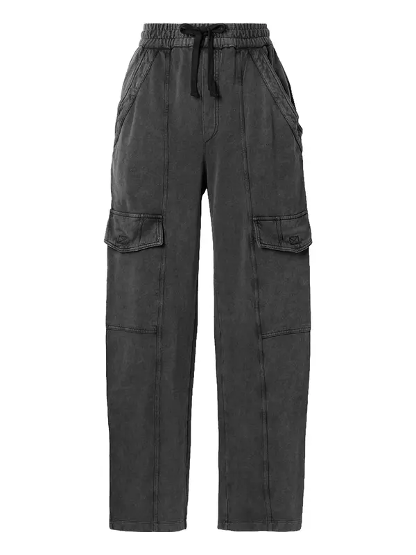MARANT ETOILE Peorana Cotton-jersey Track Pants - Dark Gray