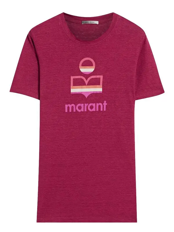Isabel Marant Karaman Logoprint Linenjersey Tshirt - Fuchsia