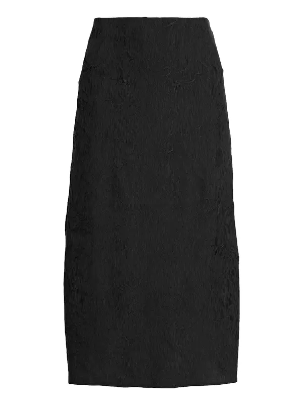 Co Plissé Crepe Midi Skirt - Black