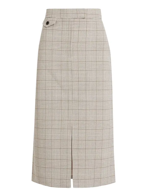 Co Prince Of Wales Checked Twill Midi Skirt - Beige