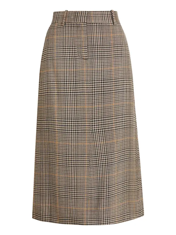 Co Name Prince Of Wales Checked Tweed Midi Skirt - Brown