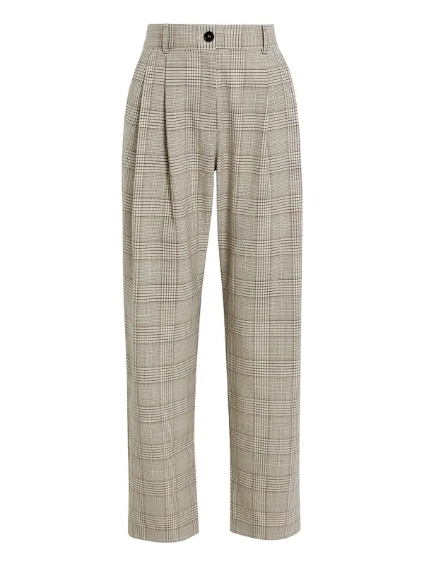 Co Prince Of Wales Checked Twill Tapered Trousers - Beige