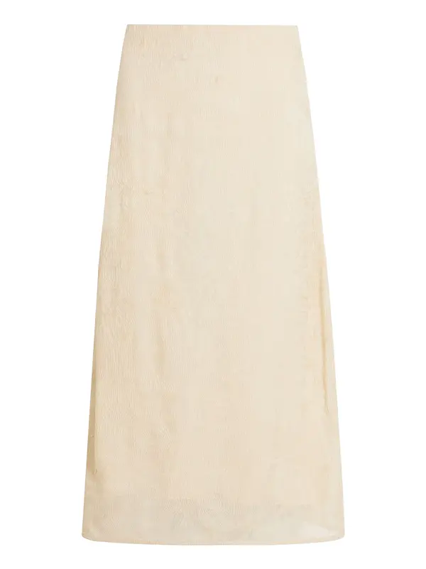 Co Name Plissé Chiffon Midi Skirt - Cream