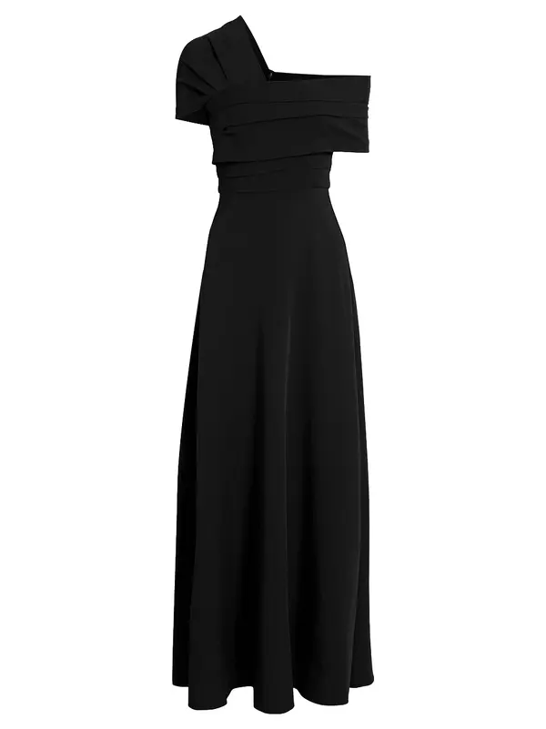 Co One-shoulder Pleated Crepe Maxi Dress - Black