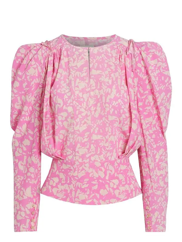 Isabel Marant Zarga Printed Stretch-silk Blouse - Pink