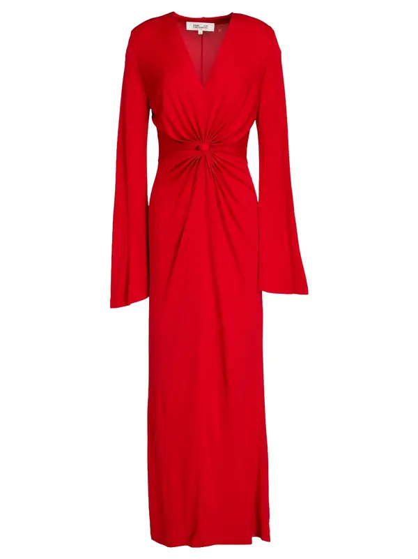 Diane Von Furstenberg Lauren Knotted Jersey Maxi Dress - Red
