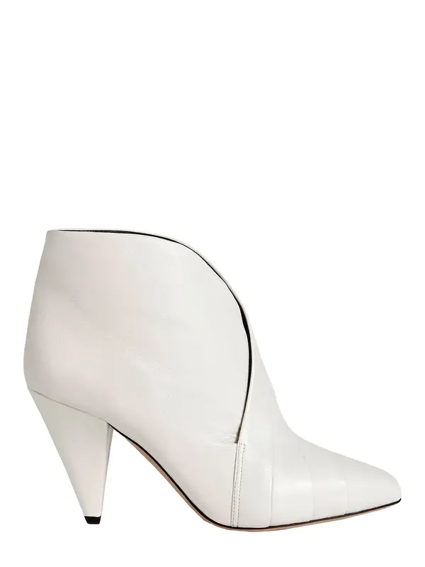 Isabel Marant Acna Leather Ankle Boots - Light Gray