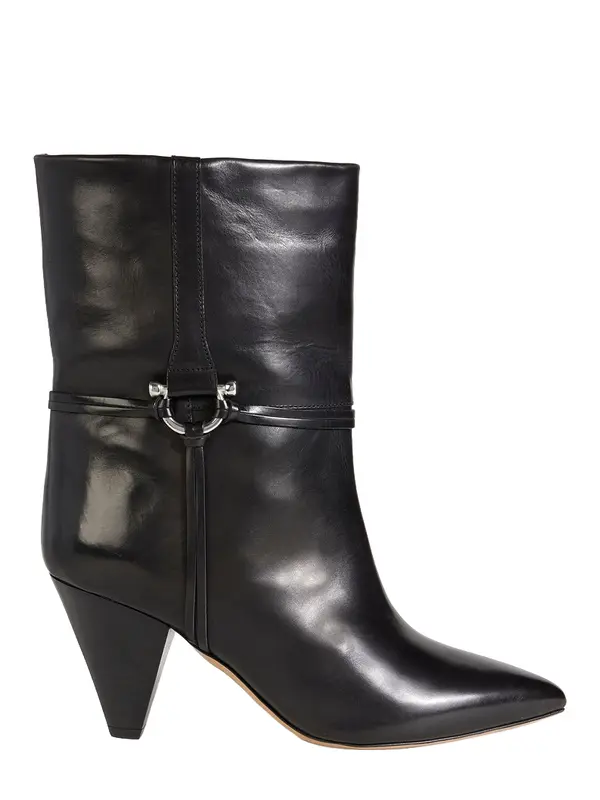 Isabel Marant Lilet Embellished Leather Ankle Boots - Black