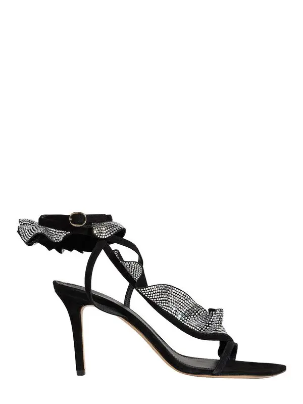 Isabel Marant Alime Crystal-embellished Suede Sandals - Black