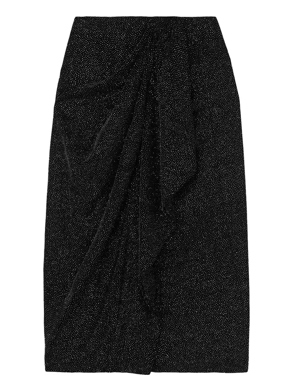 MARANT ETOILE Alyssa Crystal-embellished Velvet Midi Skirt - Black