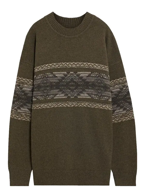 Isabel Marant Intarsia Wool-blend Sweater - Army Green