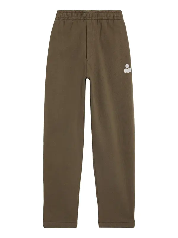 Isabel Marant Logoprint Cottonfleece Sweatpants - Army Green