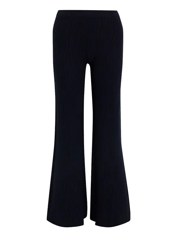 Gabriela Hearst Nadia Cashmere And Silk-blend Flared Pants - Midnight Blue