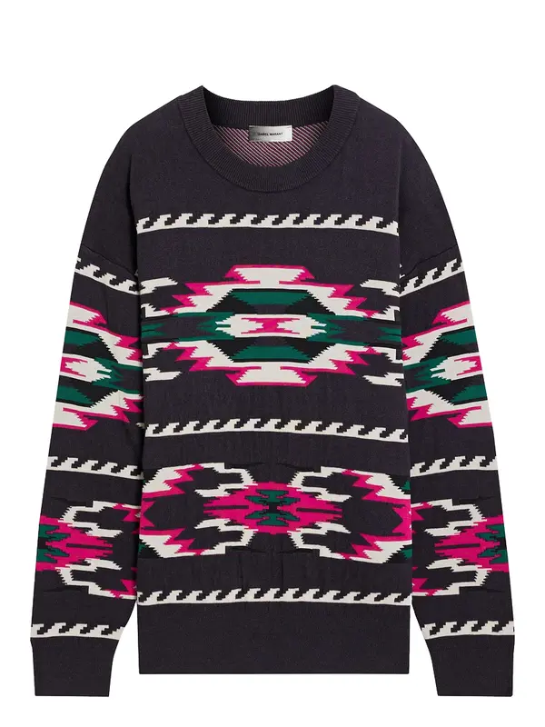 Isabel Marant Amilton Jacquard-knit Sweater - Navy
