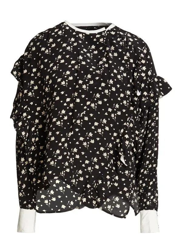 Isabel Marant Kacila Floral-print Silk Crepe De Chine Blouse - Black