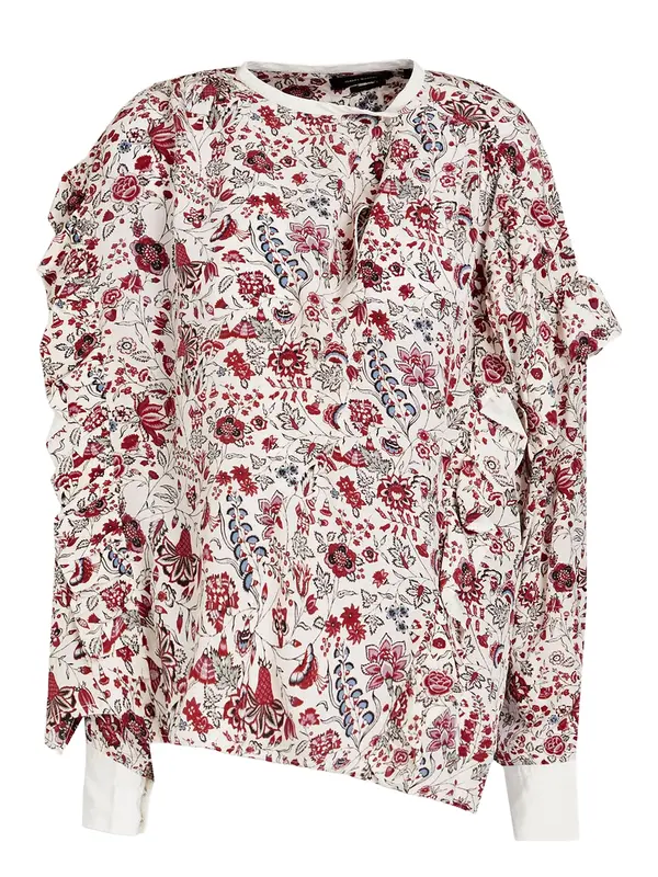 Isabel Marant Kacila Floral-print Silk Crepe De Chine Blouse - Ecru