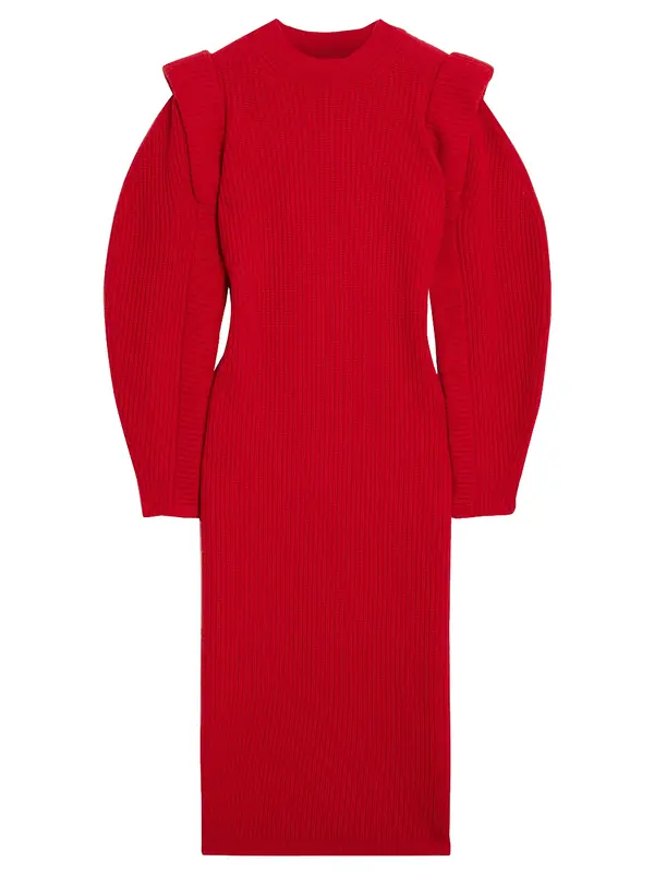 Isabel Marant Bea Ribbed Midi Dress - Red