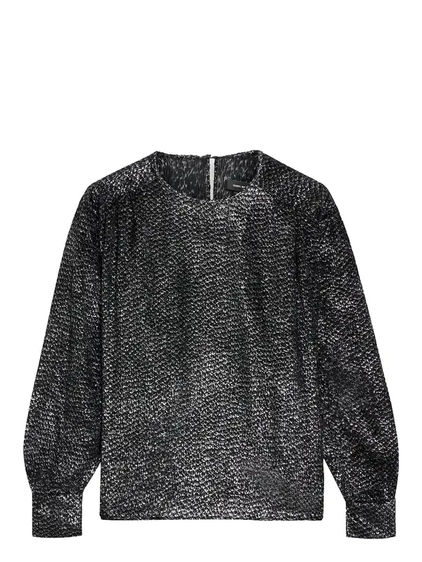 Isabel Marant Midway Metallic Fil Coupé Chiffon Blouse - Black