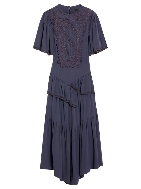 Isabel Marant Ladeira Lace-trimmed Maxi Dress - Dark Purple