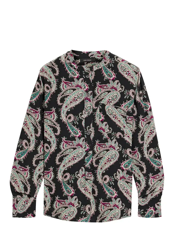 Isabel Marant Rusak Paisley-print Silk Crepe De Chine Shirt - Black