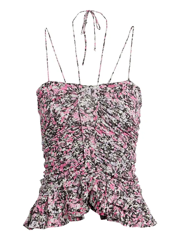 Isabel Marant Salsa Floral-print Halterneck Top - Pink