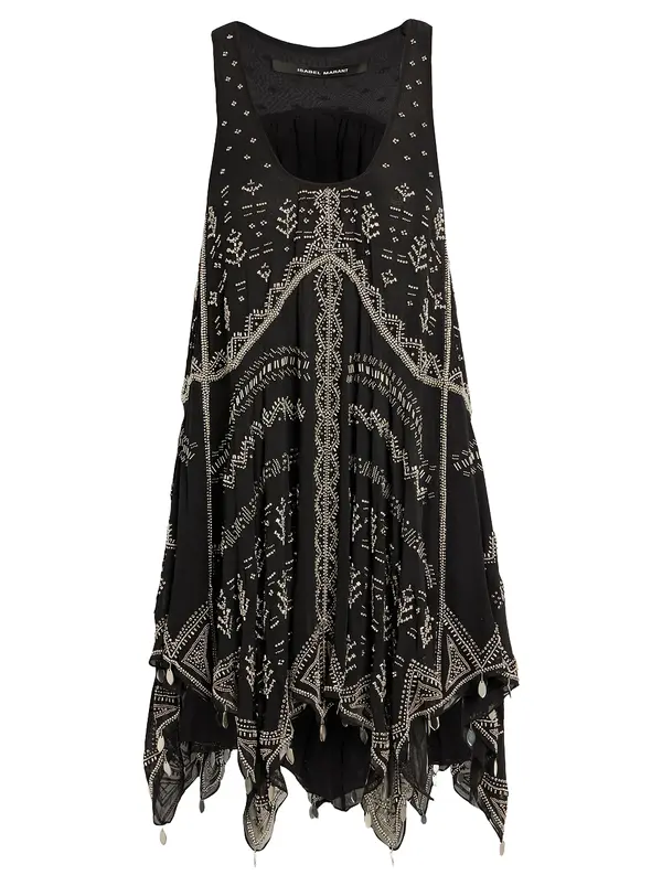 Isabel Marant Jailina Bead-embellished Mini Dress - Black