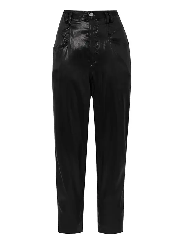 Isabel Marant Oversized Silk-satin Tapered Pants - Black