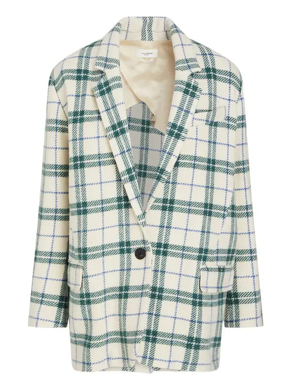 MARANT ETOILE Checked Wool-tweed Blazer - Cream