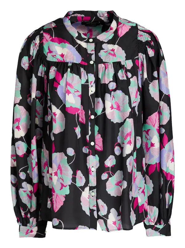 Isabel Marant Ritonea Floral-print Silk Shirt - Black
