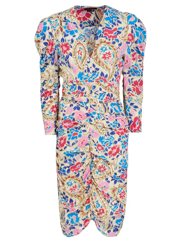Isabel Marant Celine Floral-print Silk-blend Crepe De Chine Dress - Azure